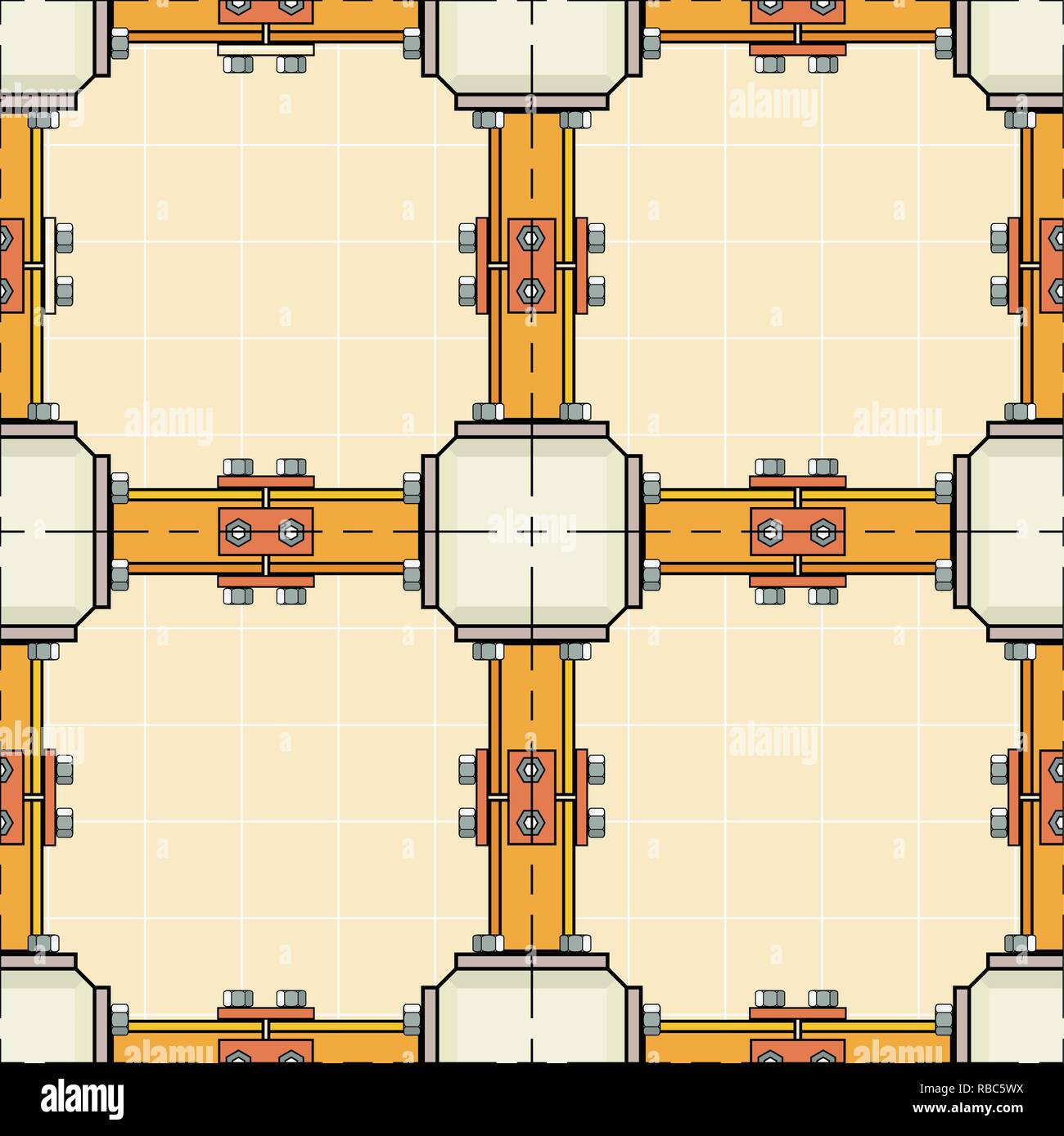 Seamless vector pattern with steel beams braced for concrete columns ...