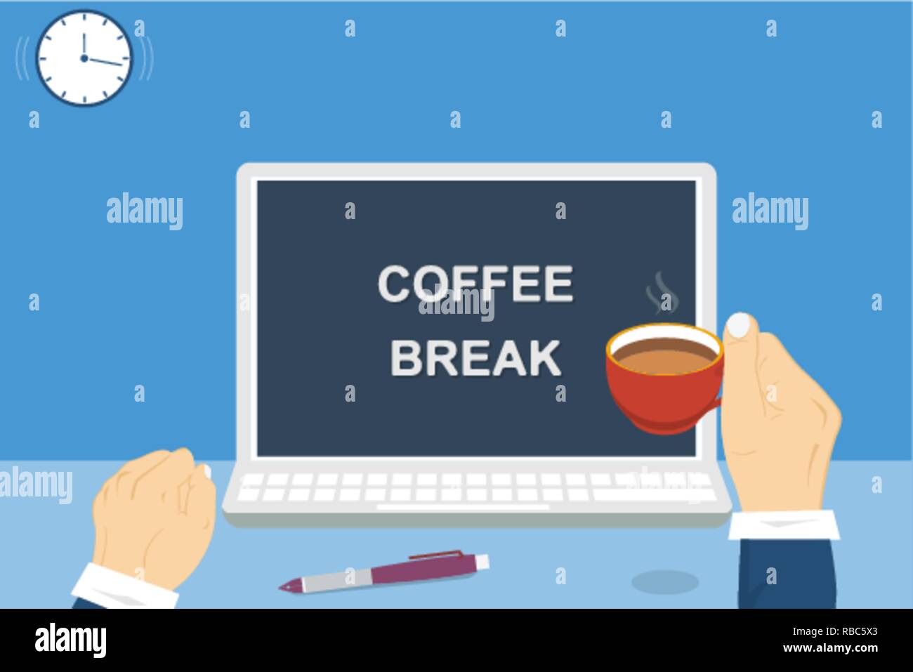 Businessmen are relaxing during a coffee break after working out fully ...