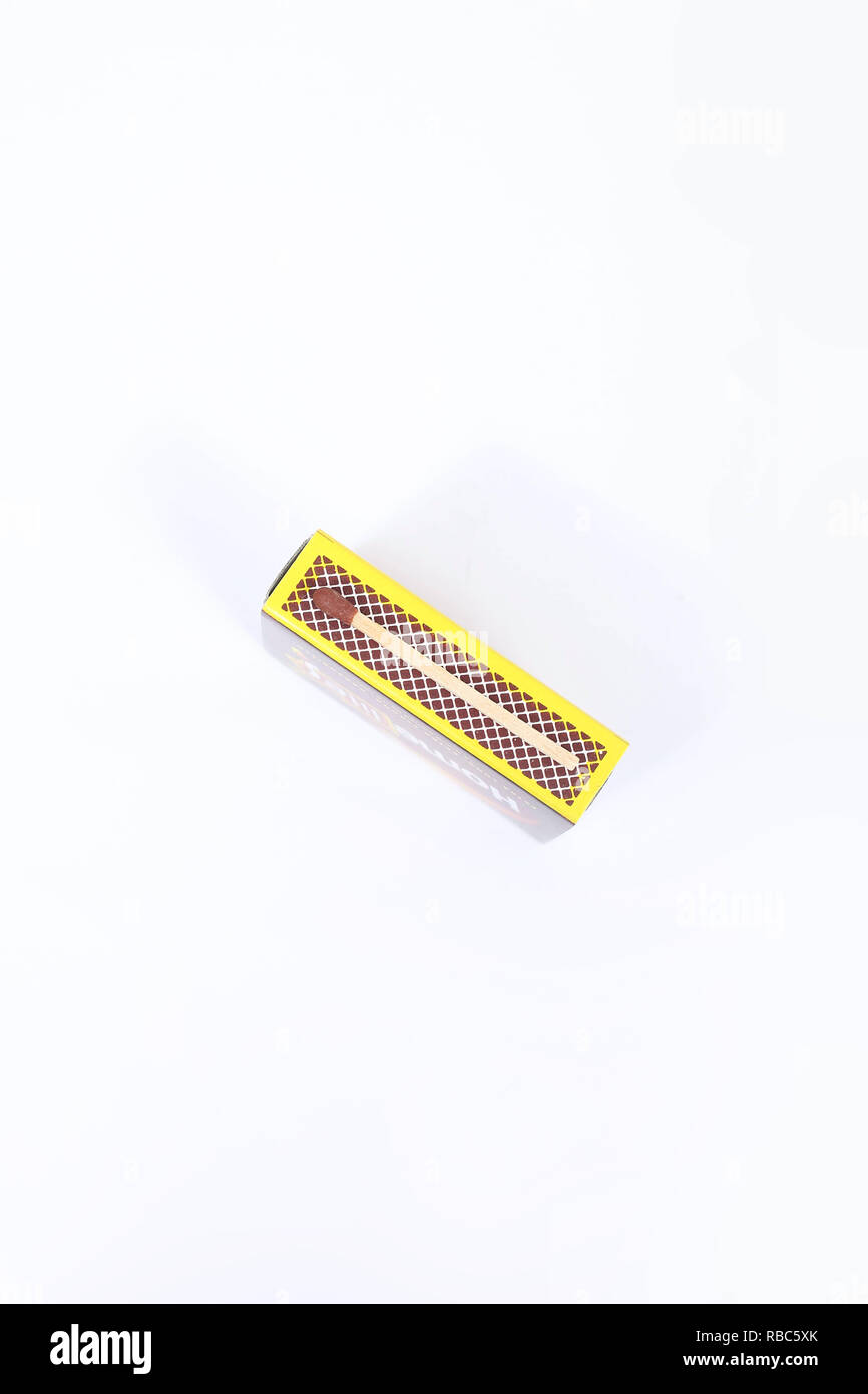 Portrait of matches box. Isolated on the white background Stock Photo ...