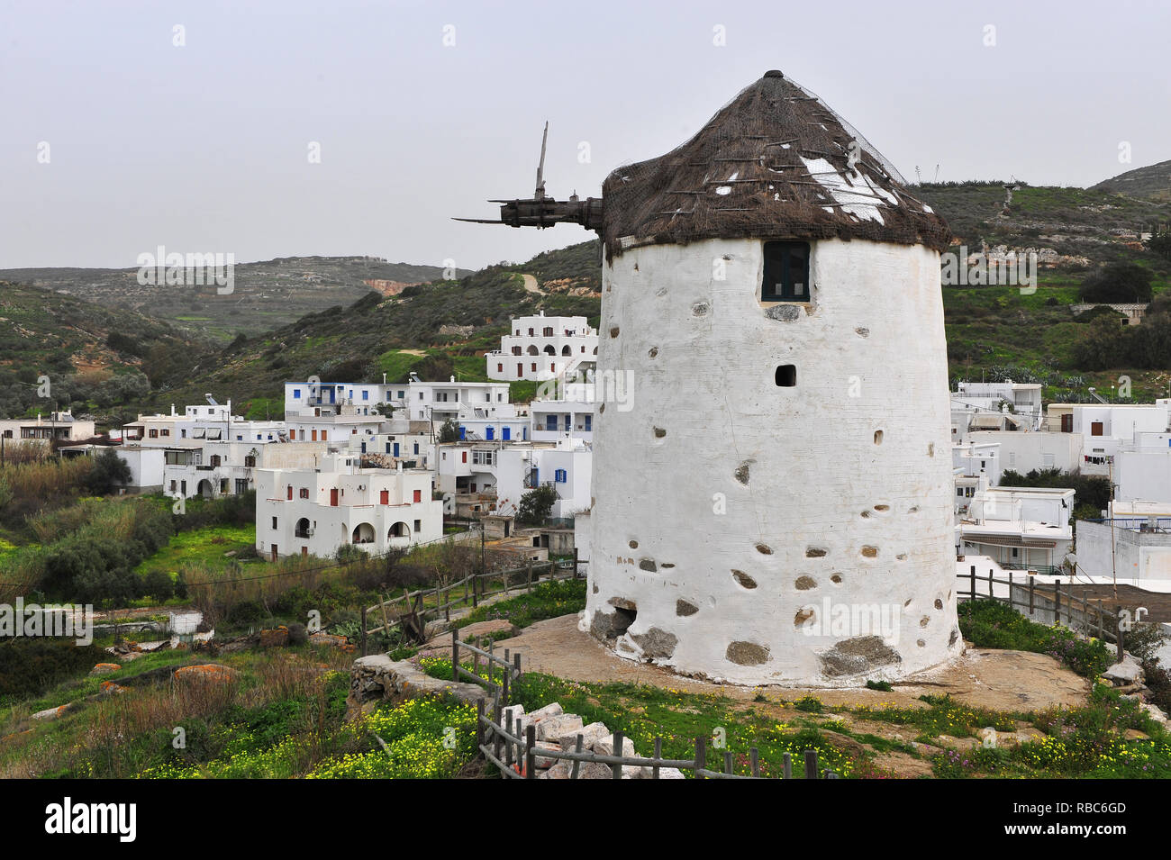 Old abandoned windmill at Byblos village, Naxos, Greece Stock Photo - Alamy