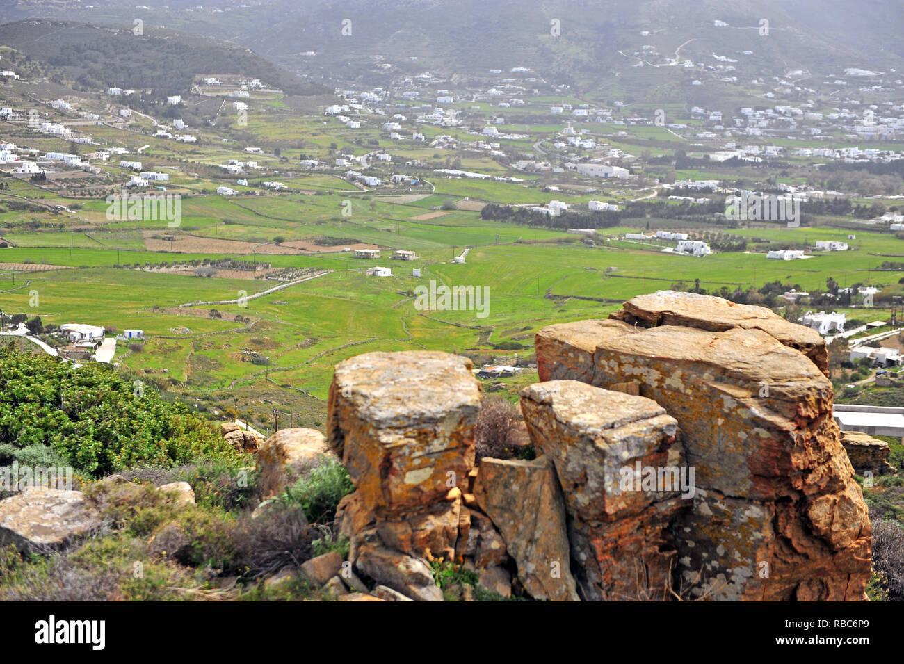 Top view of Parikia and villages, Paros, Greece Stock Photo - Alamy