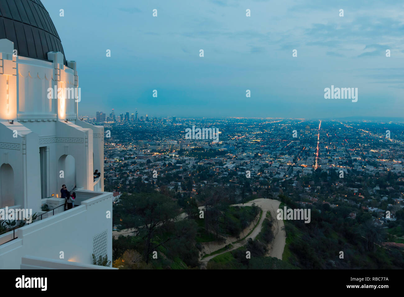 Looking down on Los Angeles, California at night looking from Griffith ...