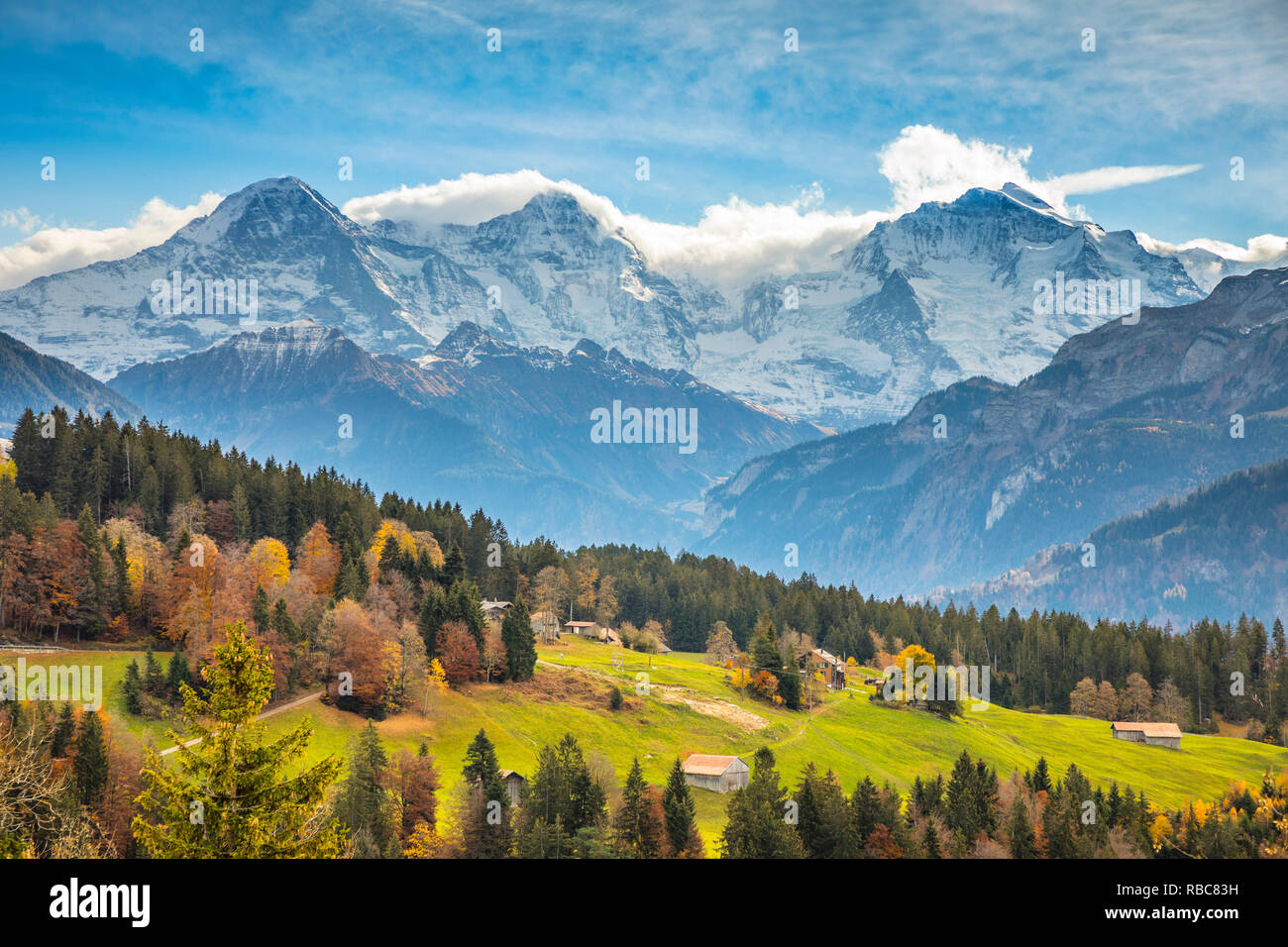 Eiger, Monch & Jungfrau mountains, Berner Oberland, Switzerland Stock ...