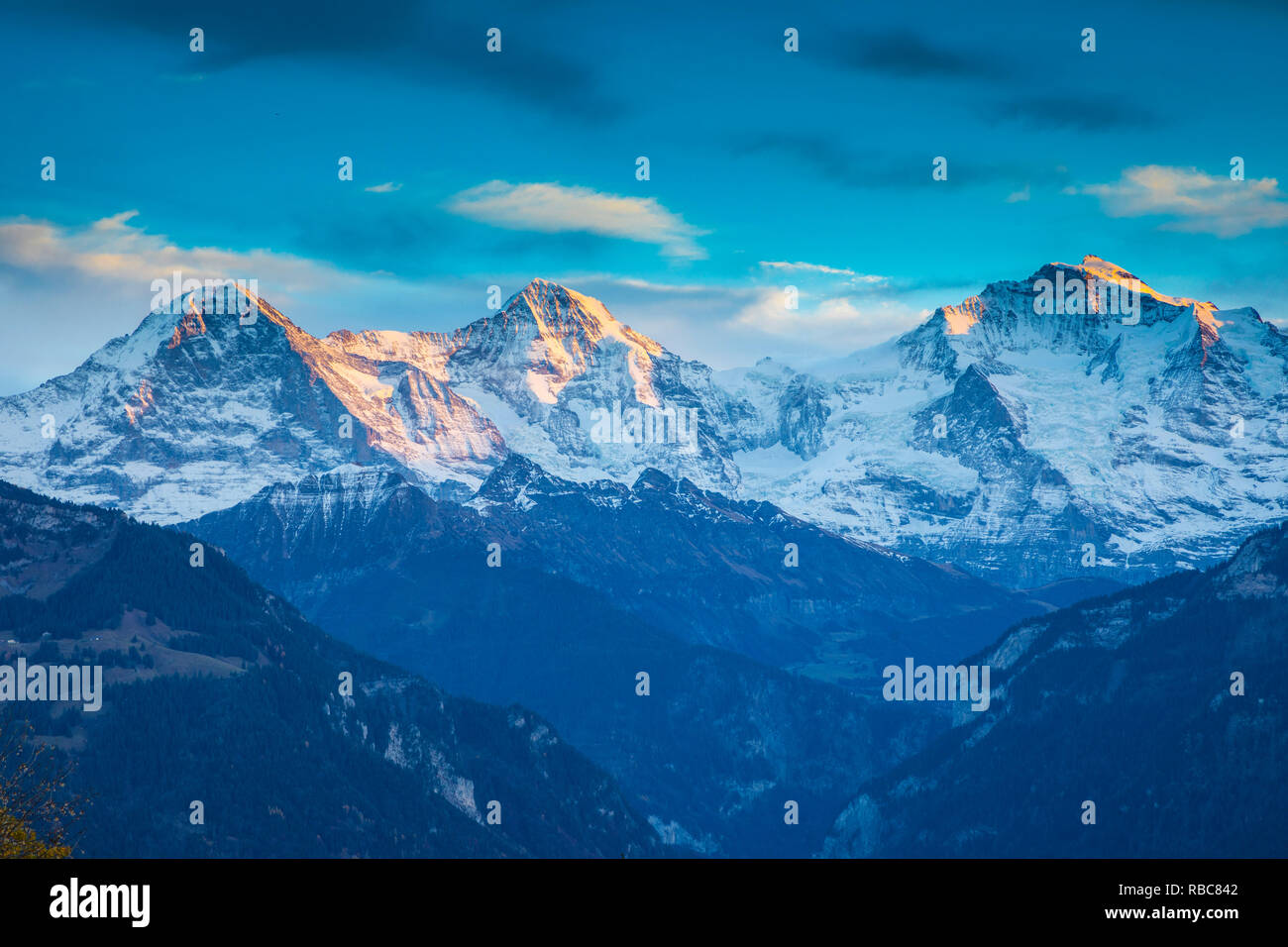 Eiger, Monch & Jungfrau mountains, Berner Oberland, Switzerland Stock ...