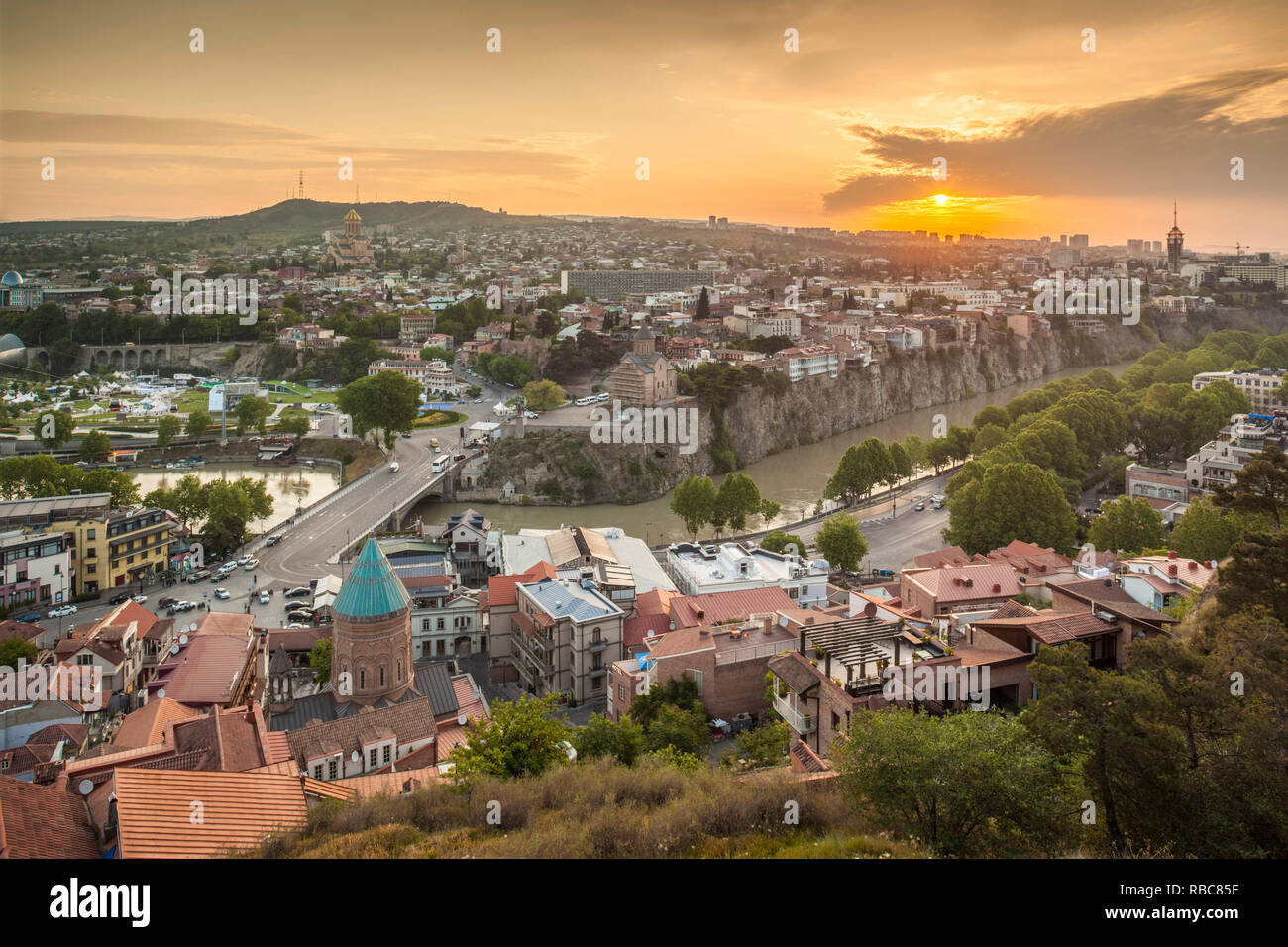 Georgia, Tbilisi, high angle city skyline, sunrise Stock Photo - Alamy