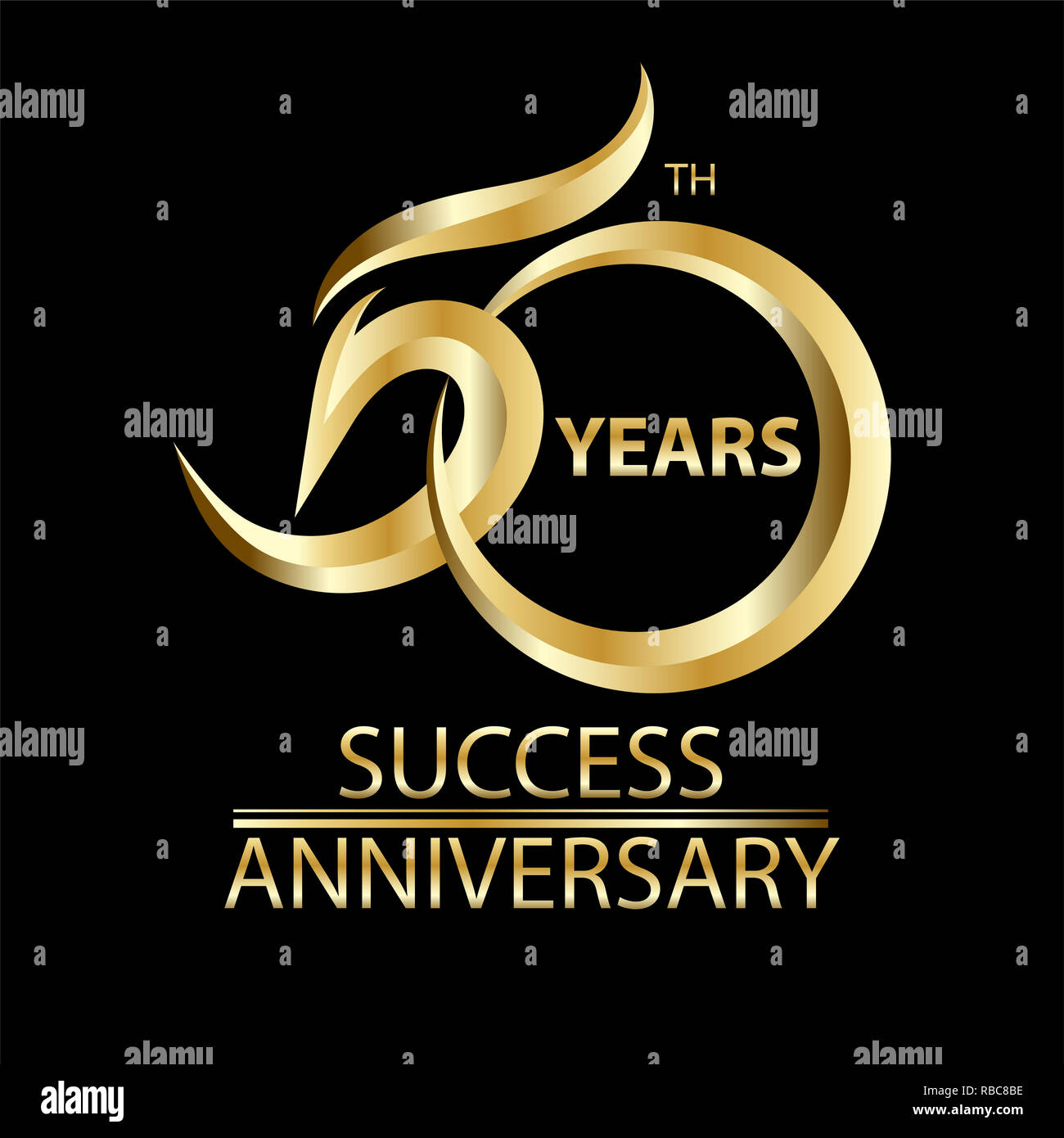 golden 50th anniversary sign and logo for gold celebration symbol Stock ...