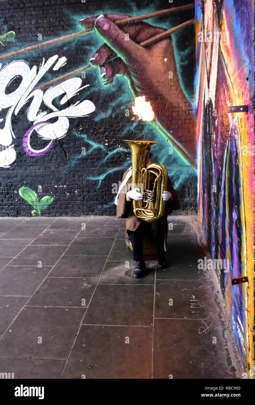 Playing fire tuba hi-res stock photography and images - Alamy