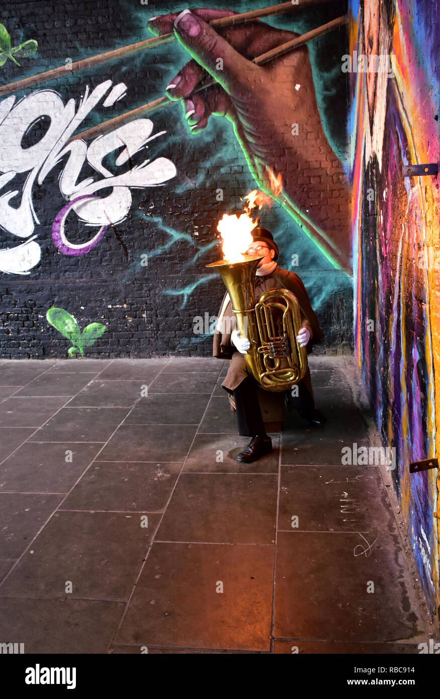 Playing fire tuba hi-res stock photography and images - Alamy