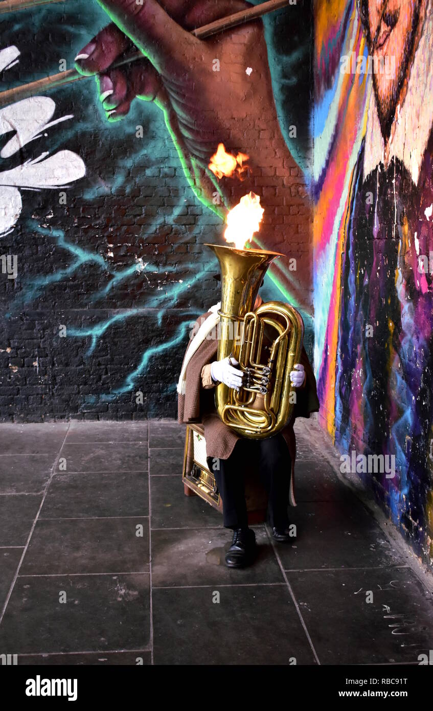 Playing fire tuba hi-res stock photography and images - Alamy