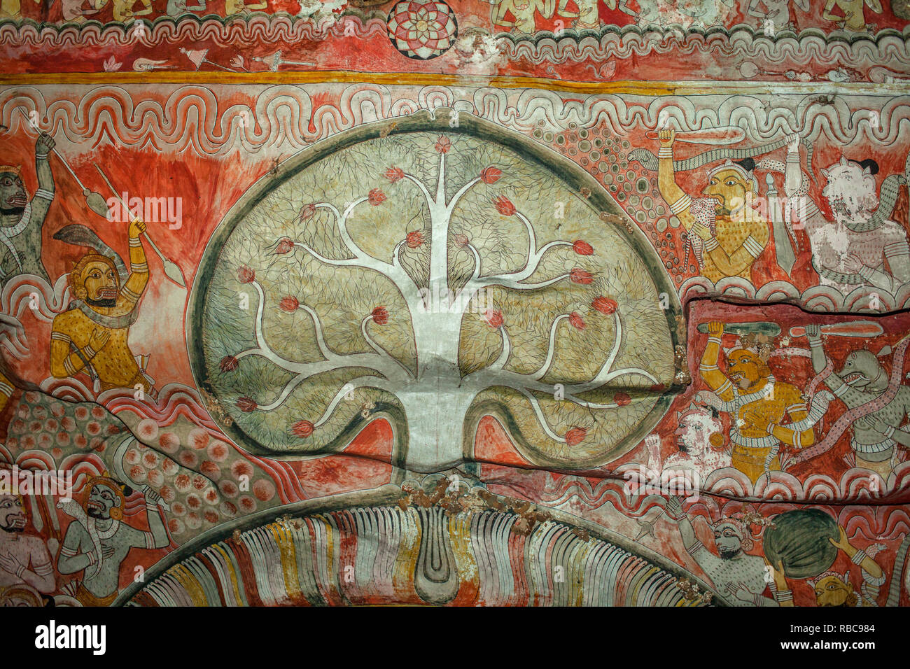 Paintings inside dambulla cave temple hi-res stock photography and ...