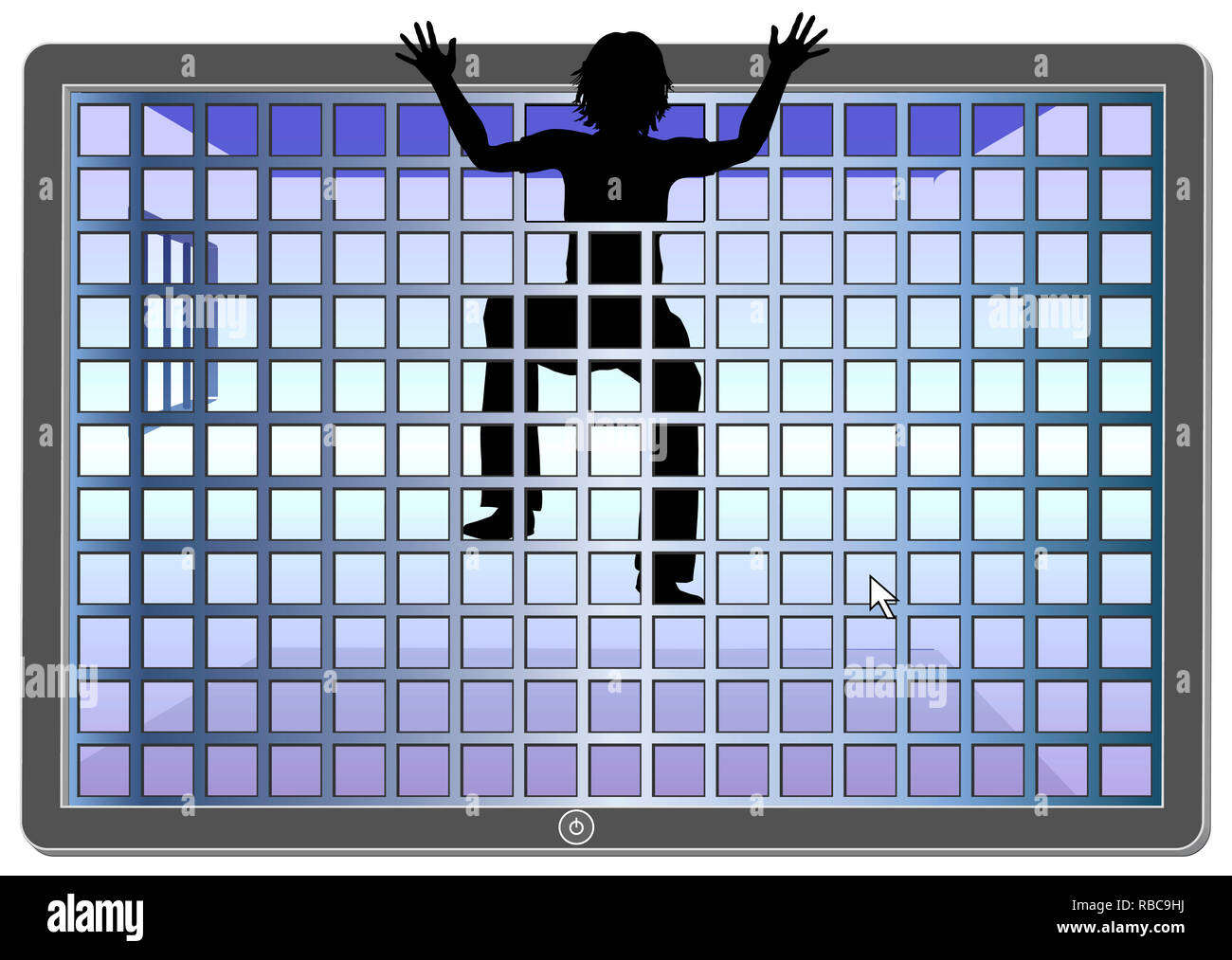 Woman who is addicted to electronic devices is trying to escape from ...