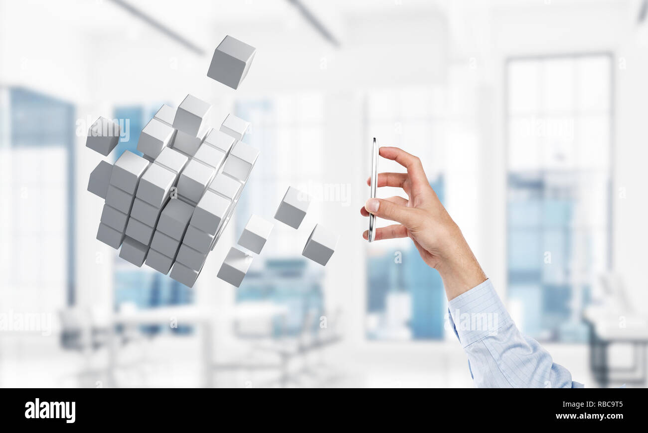 Integrating new technologies concept with cube figure floating i Stock ... Integrating new technologies concept with cube figure floating i Stock ...