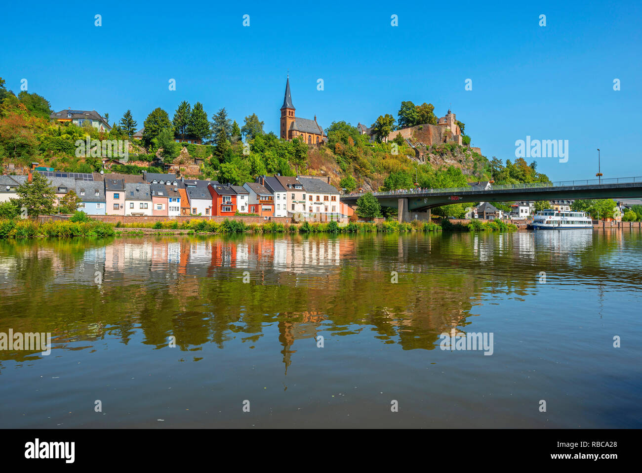 View at Saarburg with Saarburg castle and river Saar, Rhineland-Palatinate, Germany Stock Photo ...