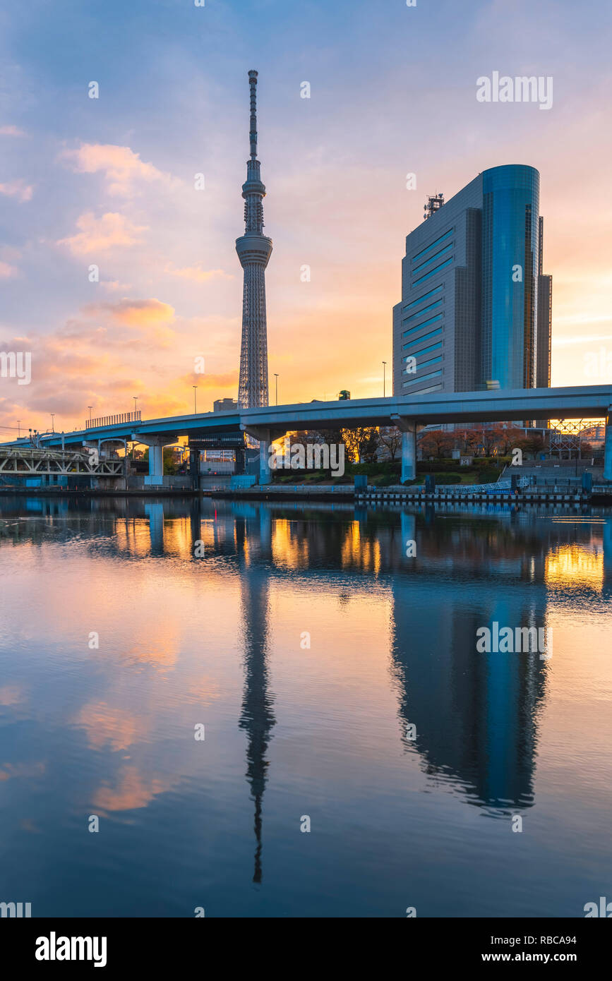 Tokyo Skytree and Sumida river, Tokyo, Kanto region, Japan Stock Photo ...