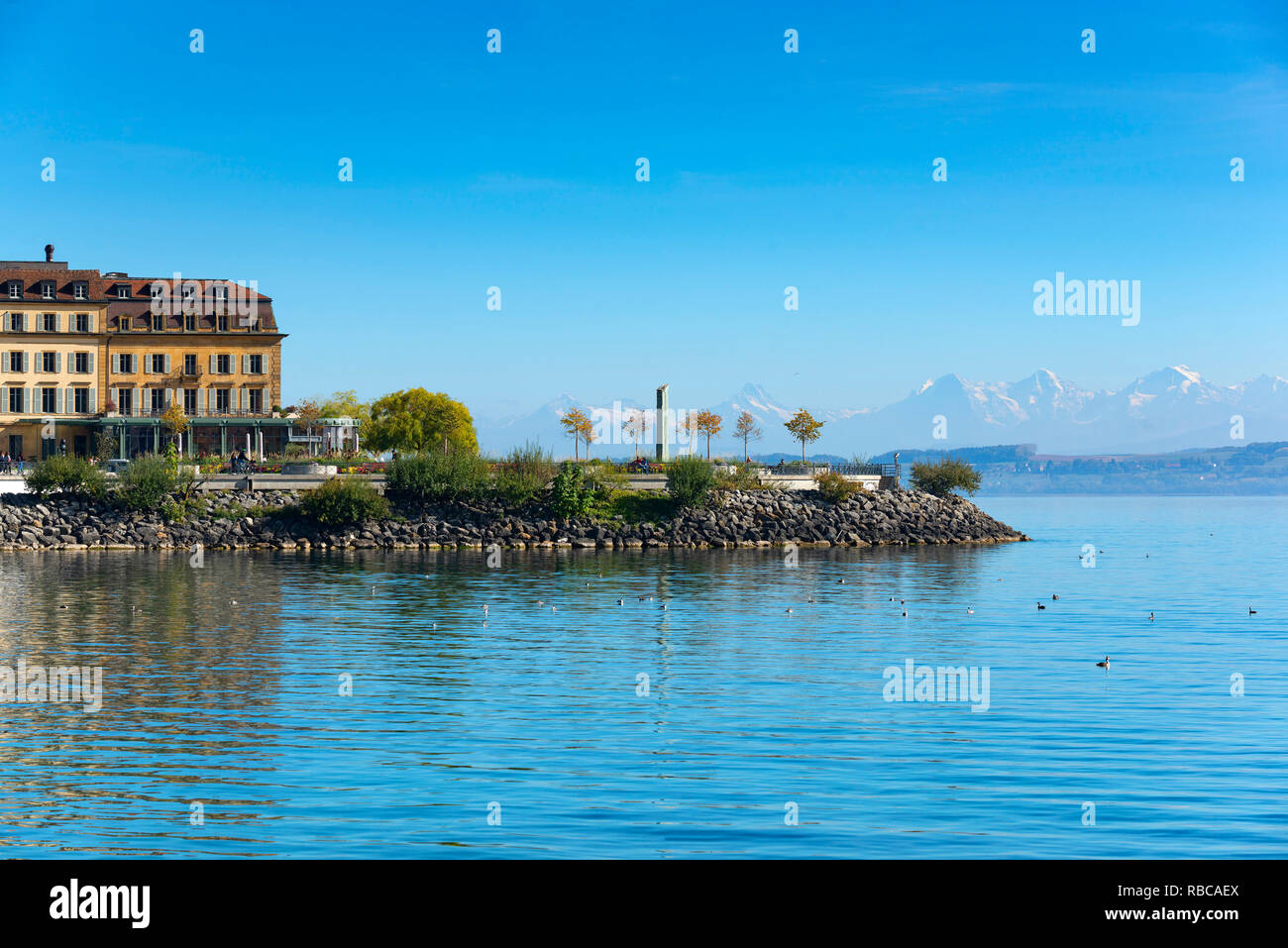 Hotel Beau Rivage with Esplanade du Montblanc, Neuchatel, Switzerland ...