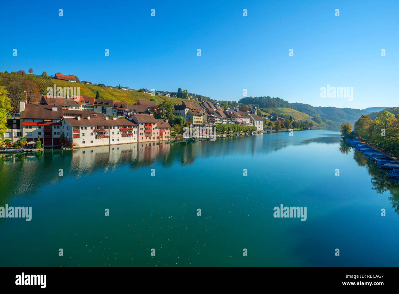 River Rhine with Eglisau, Zurich, Switzerland Stock Photo - Alamy
