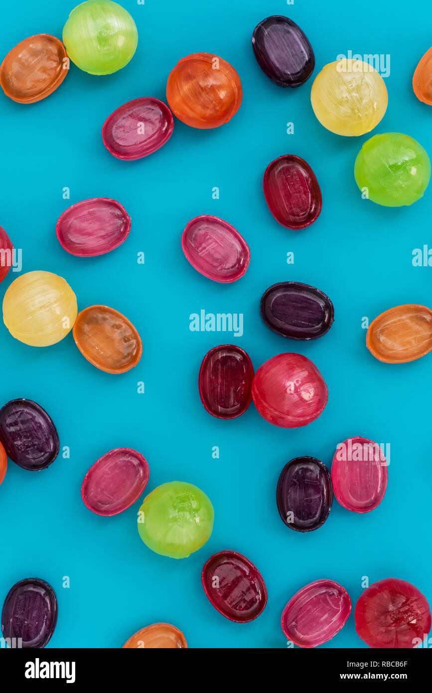 Still life of colorful candies. Flat lay Stock Photo - Alamy