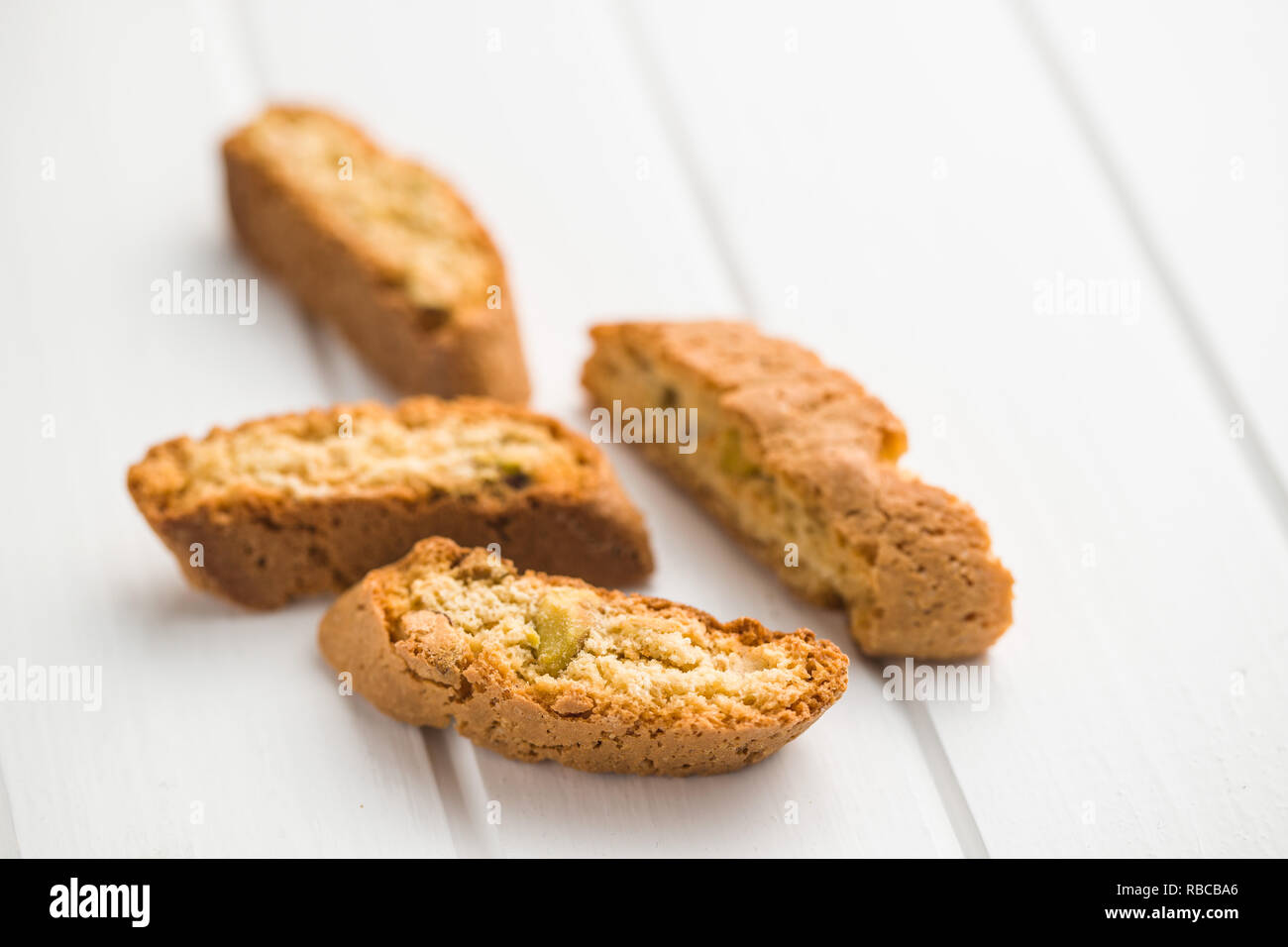 Sweet cantuccini biscuits. Italian biscotti on white table Stock Photo ...