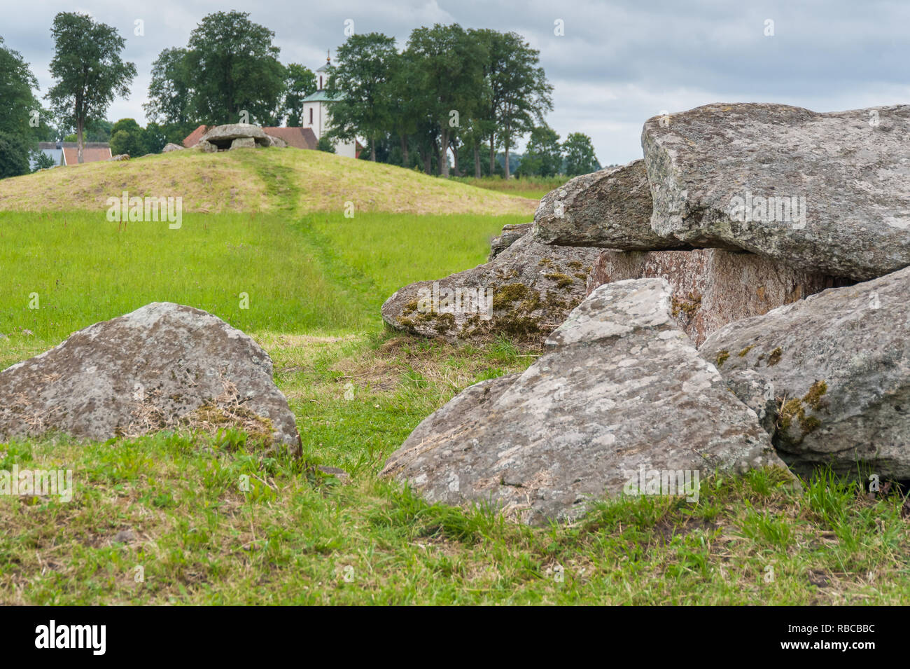 Megalithic stones in village Slota, Falkoping District, Sweden. Europe ...