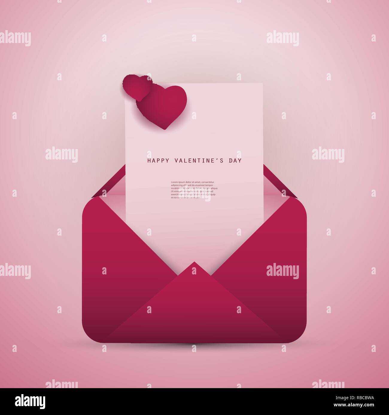 Purple Hearts from an Envelope - Valentines Day Card Vector Design ...