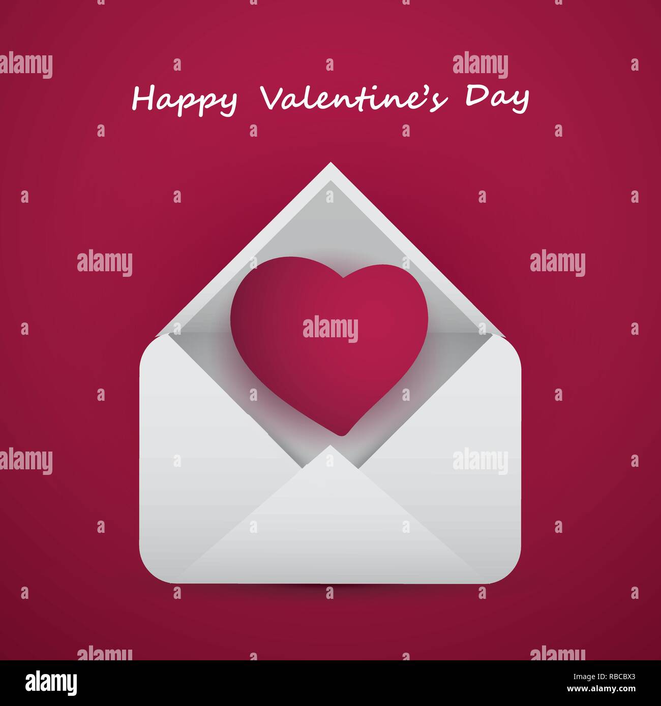 Purple Hearts from an Envelope - Valentines Day Card Vector Design ...