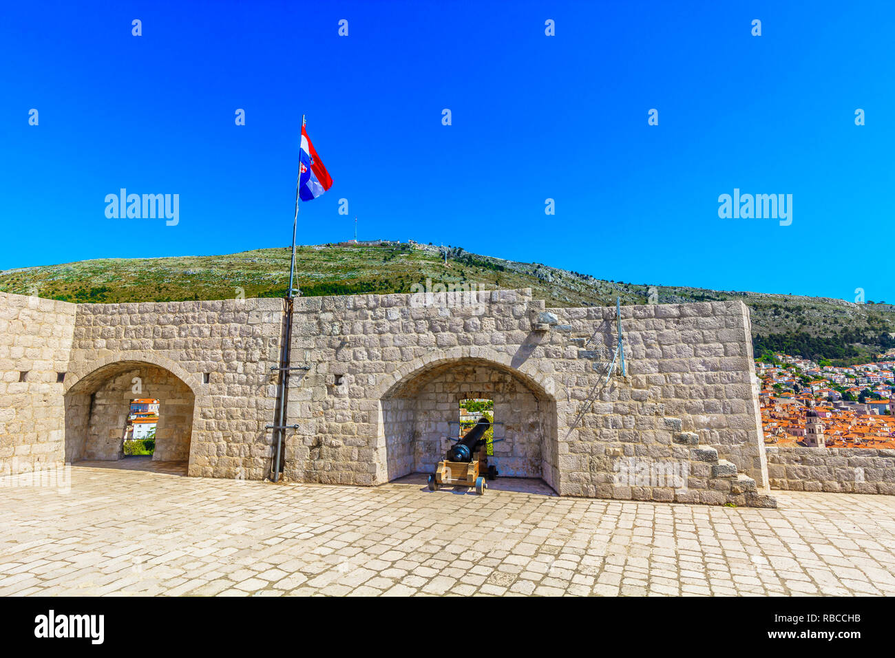 Scenic view at old fort Lawrence architecture in Dubrovnik, Southern ...