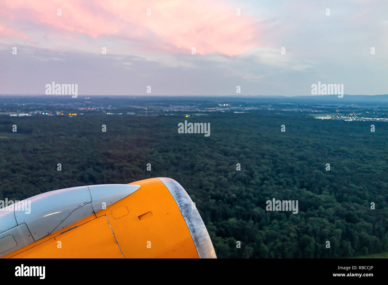 Dulles, USA International Airport, IAD, countryside with colorful pink ...
