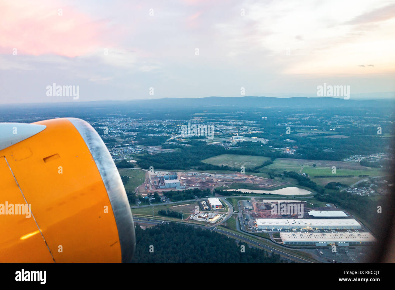 Dulles, USA International Airport, IAD, cityscape of Sterling with ...