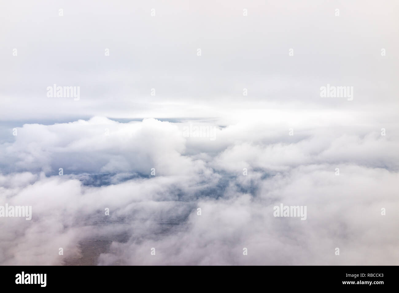 Isolated sky cloudscape with fluffy cloud and soft fog mist on aerial ...