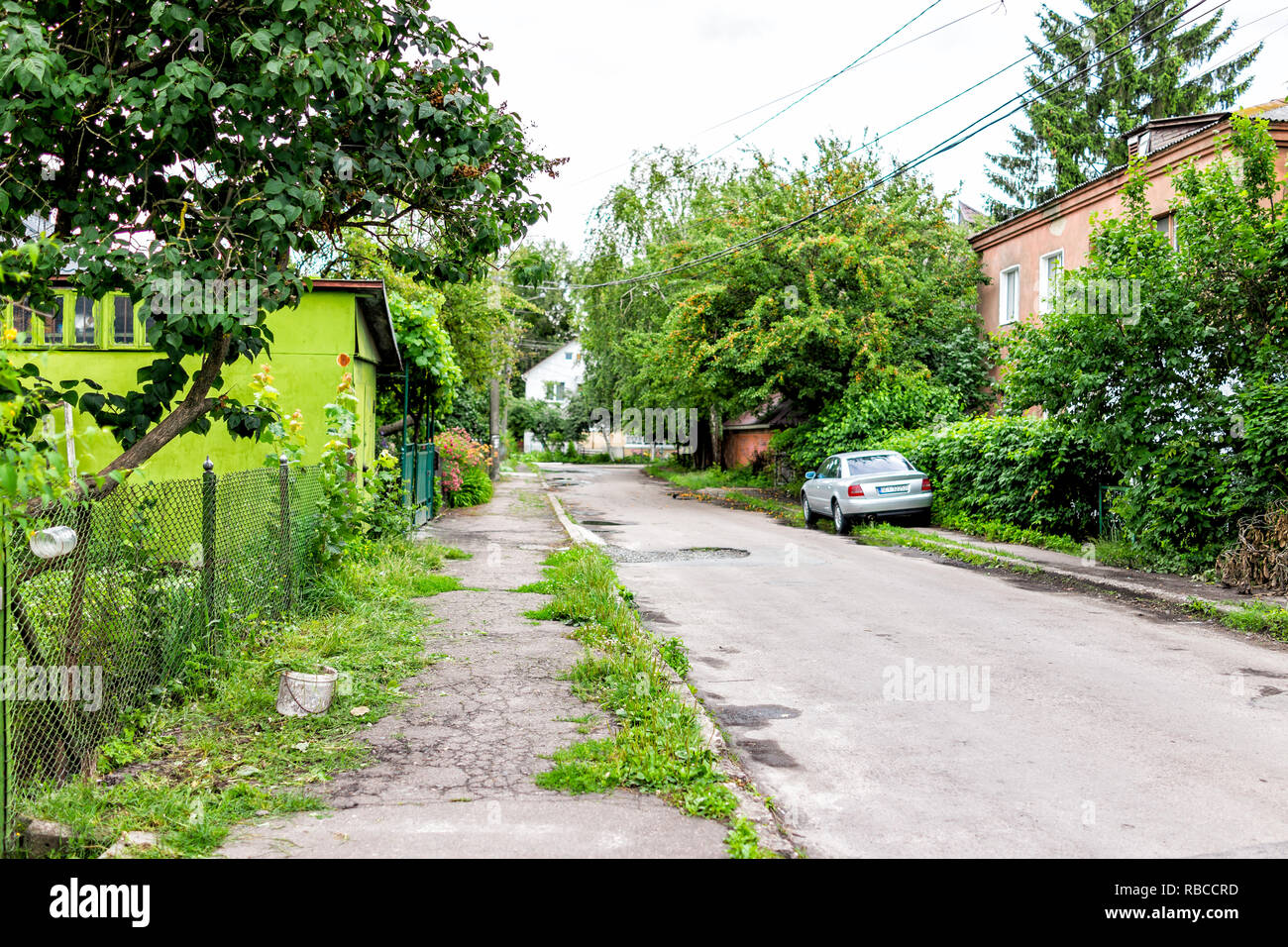 Rivne, Ukraine - July 3, 2018: Street sidewalk in Rovno city in western ...