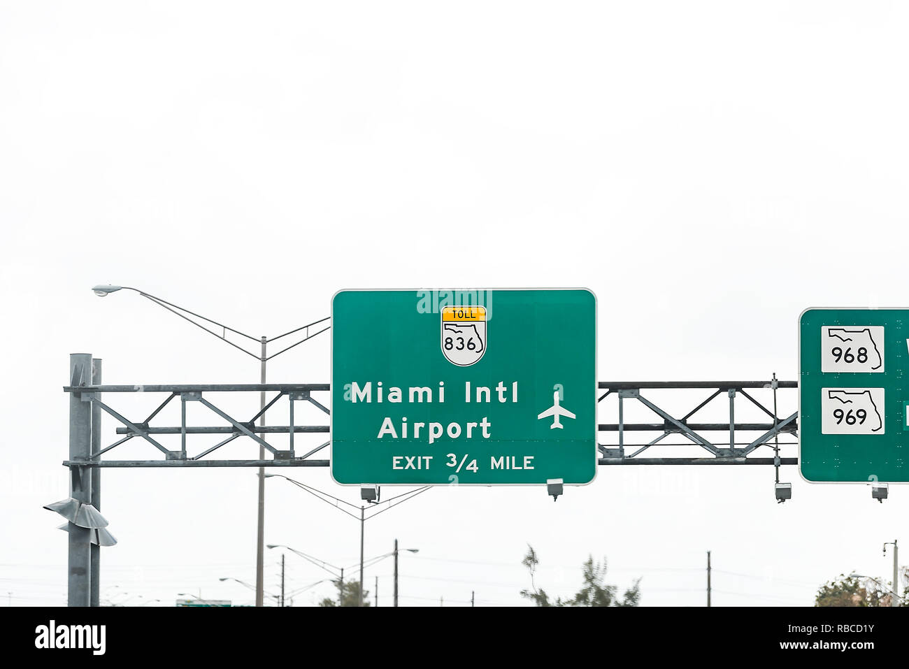 Yellow Highway Exit Sign