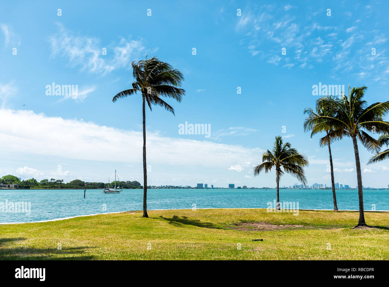 Bal Harbour Miami Florida with ocean Biscayne Bay Intracoastal water on ...