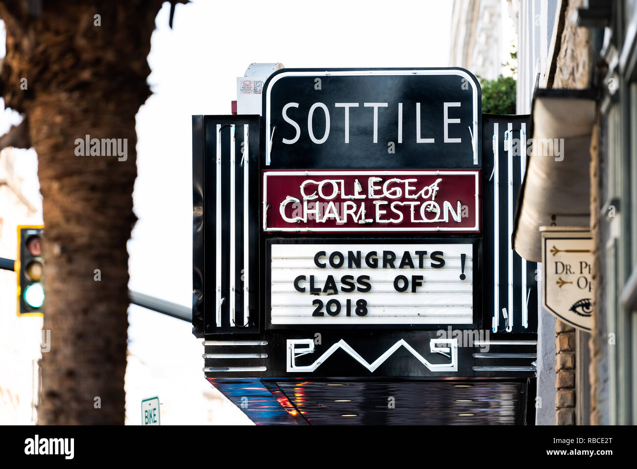 Charleston, USA - May 12, 2018: Downtown city King street in South ...
