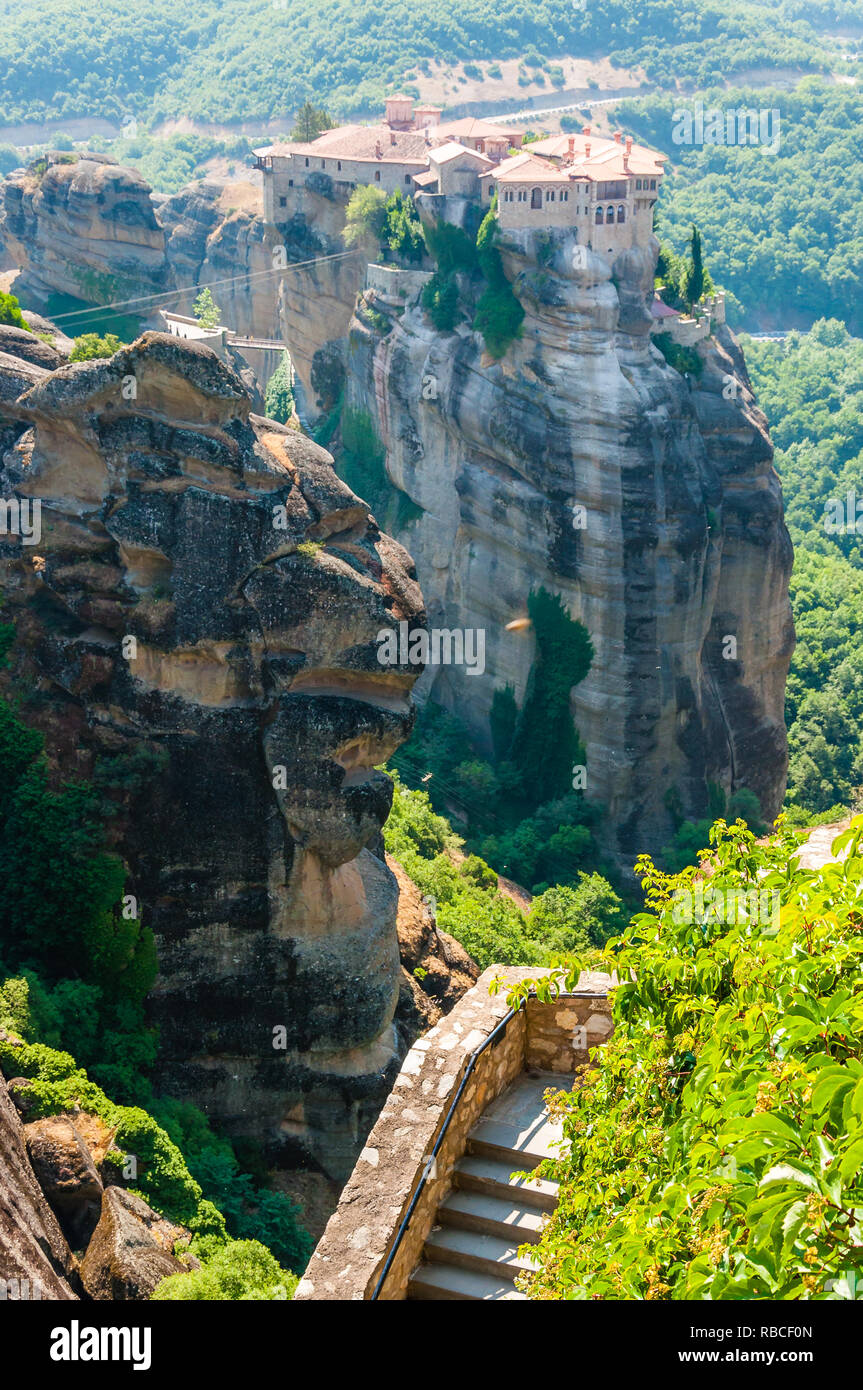 Meteora, Greece - June 16, 2013: Panoramic view from Meteoron Monastery ...