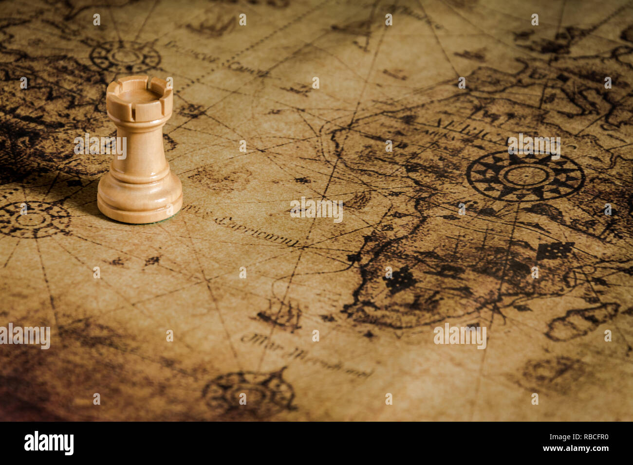 chess on old map Stock Photo - Alamy