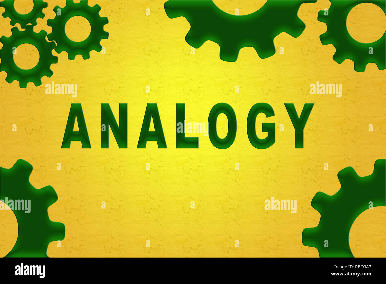 ANALOGY sign concept illustration with green gear wheel figures on ...