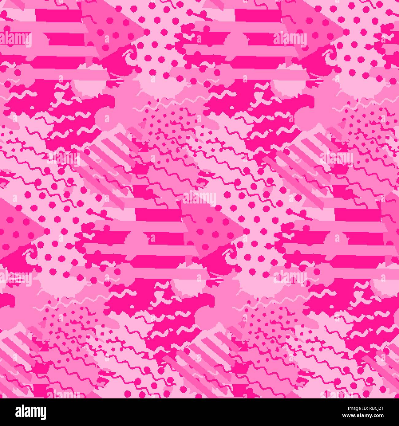 Abstract pink tile pattern with liquid forms and geometric triangle ...