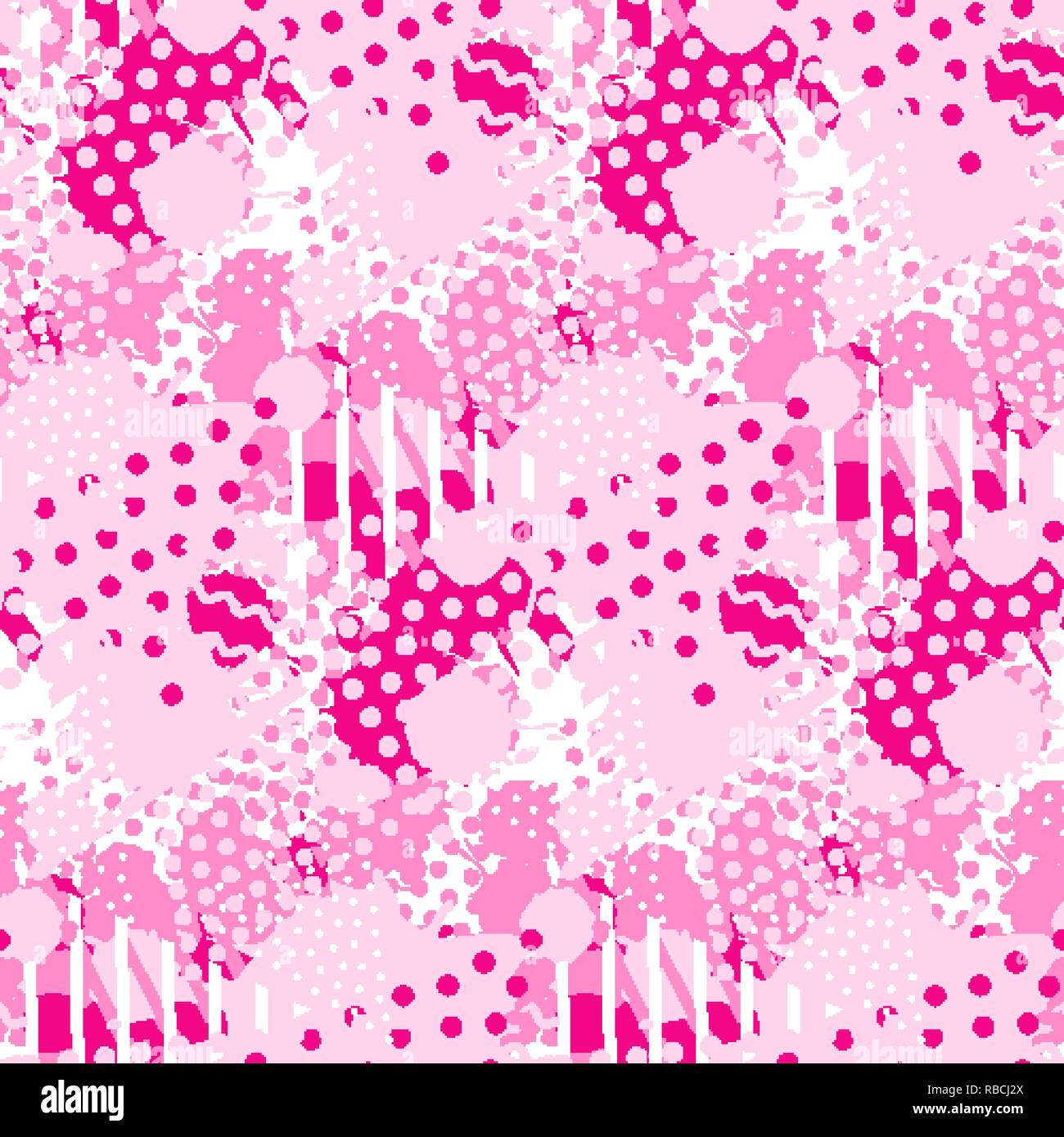 Abstract pink tile pattern with liquid forms and geometric triangle ...