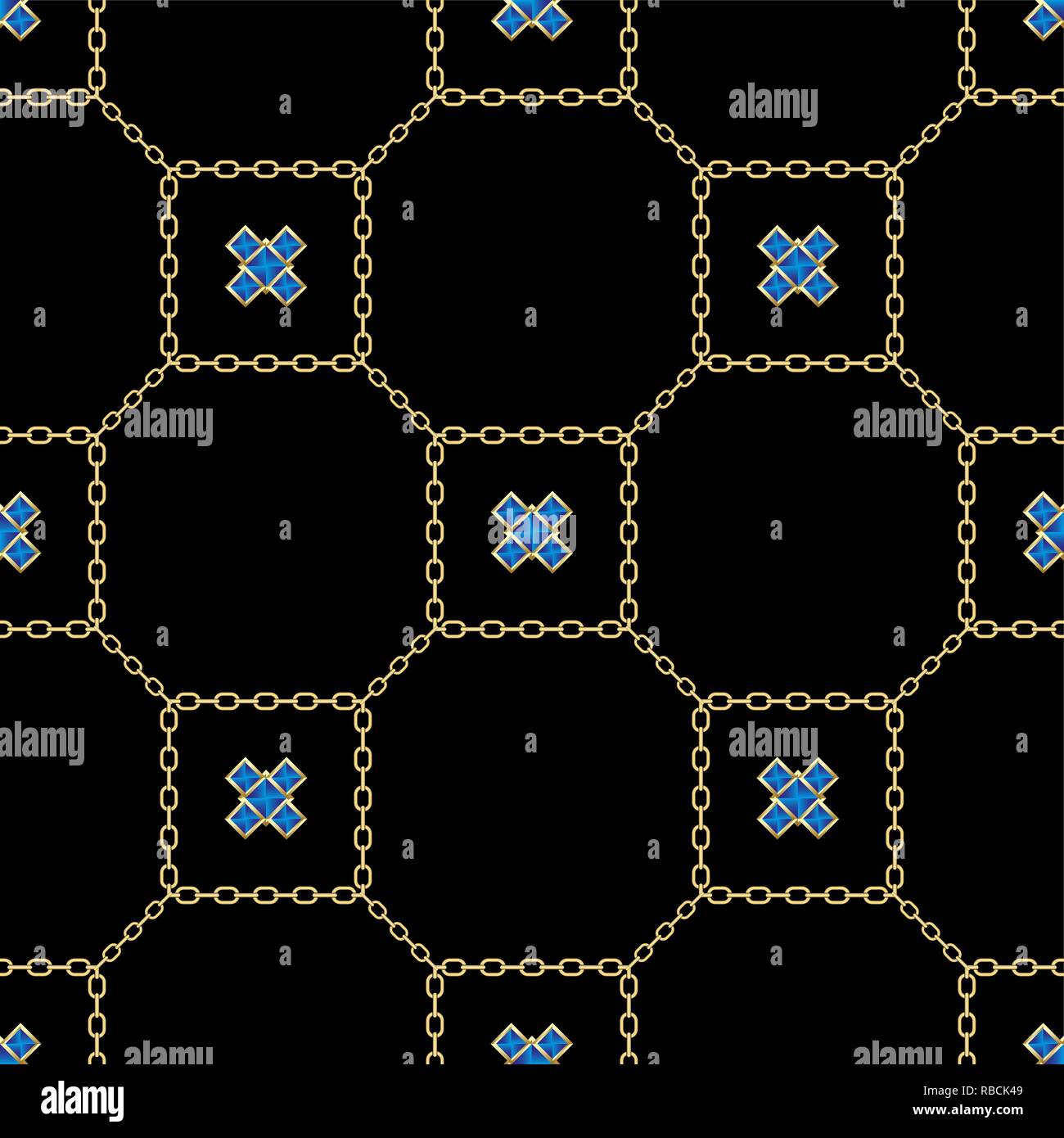 Gold chain square on black seamless vector background. eps 10 Stock ...