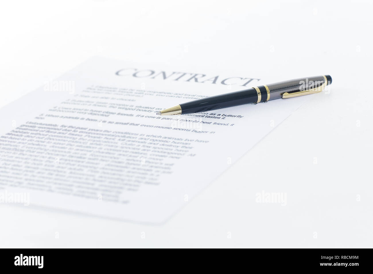 close up.contract and pen on the Desk Stock Photo - Alamy