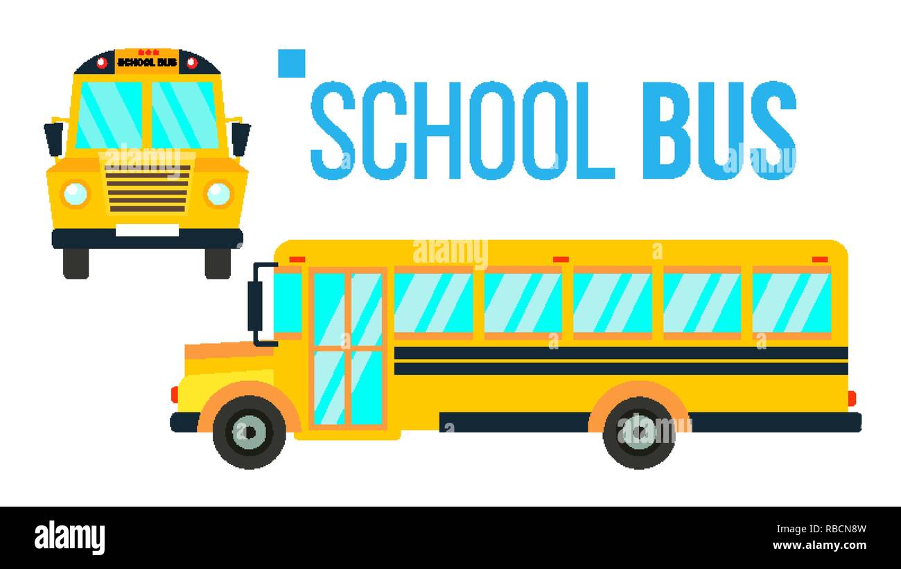 School Bus Side View Flat Front