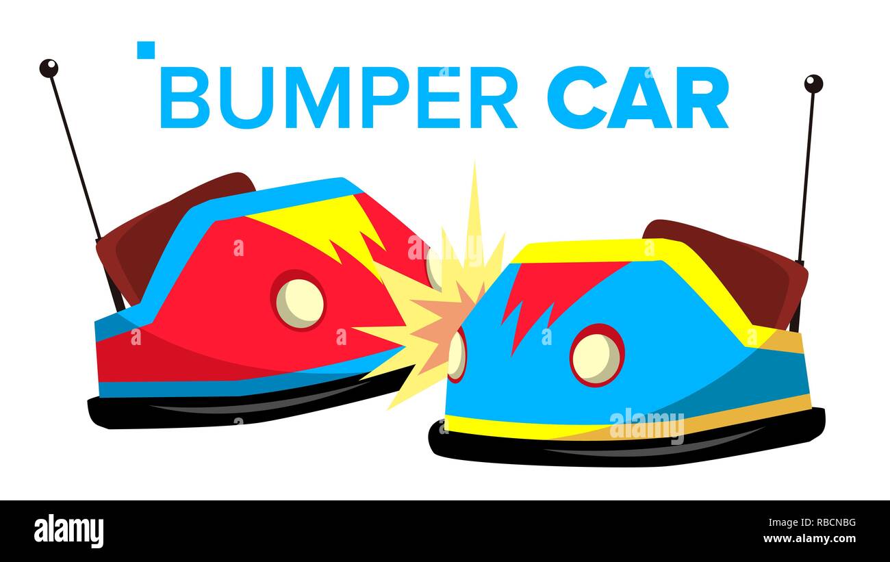Bumper Car Vector. Attraction Hotroad Amusement Park. Bumps. Isolated ...