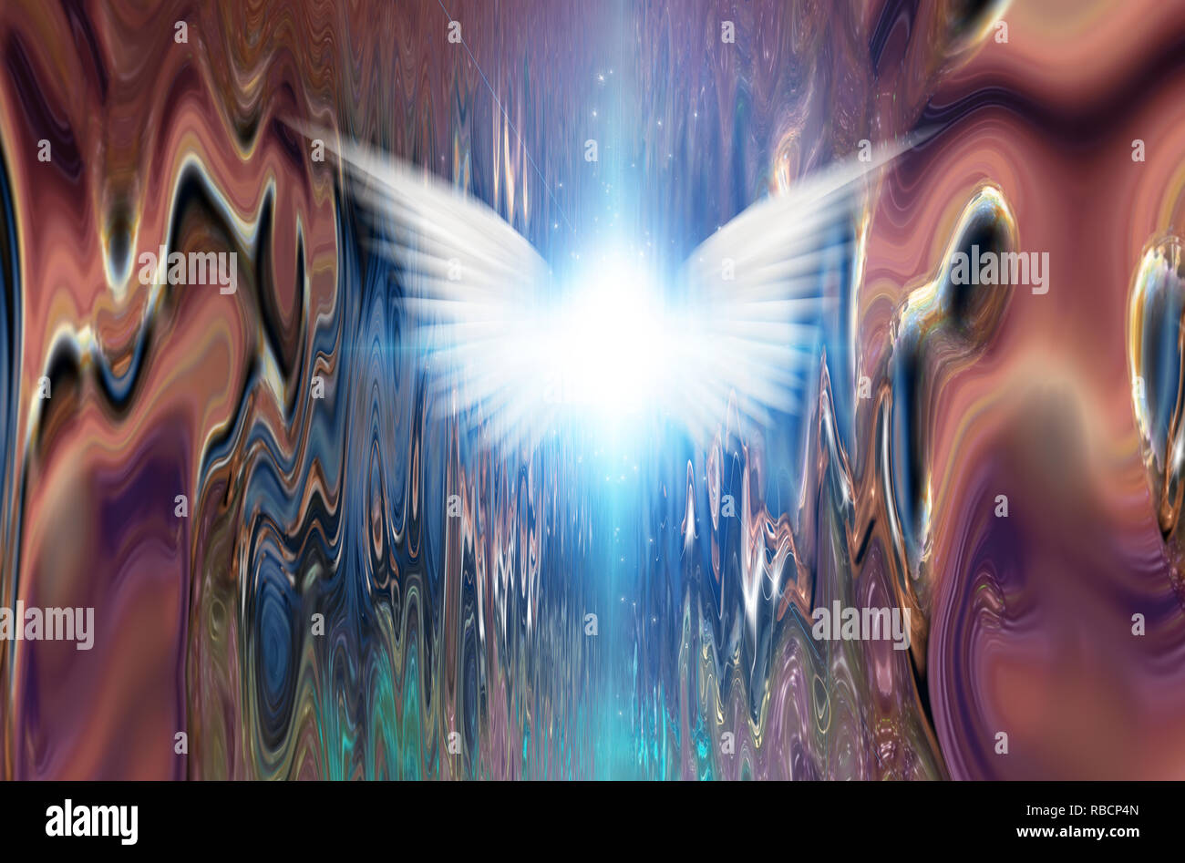 Shining angel wings above water surface. 3D rendering Stock Photo - Alamy