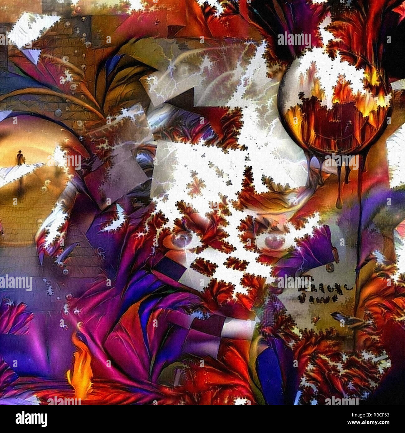 Person With Abstract Clock Paintings