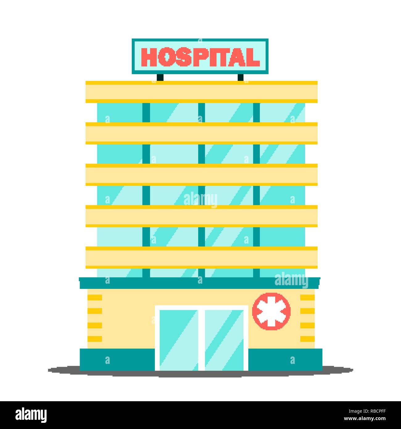 Hospital Building Vector. Medical Concept. Facade. Ambulance. Urgency ...