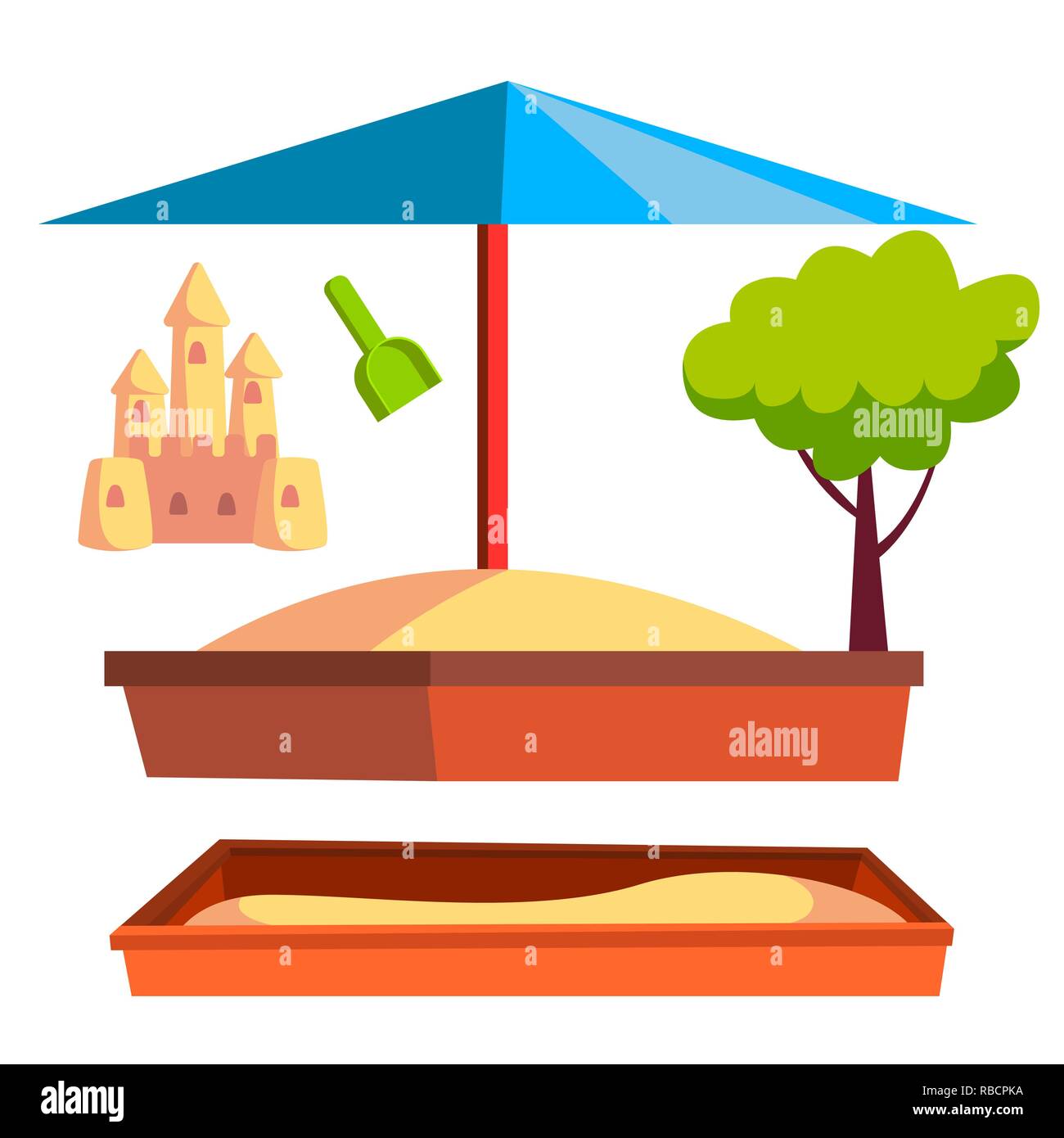 Sandbox Vector. Recreation Activity. Child Playground. Sandcastle ...