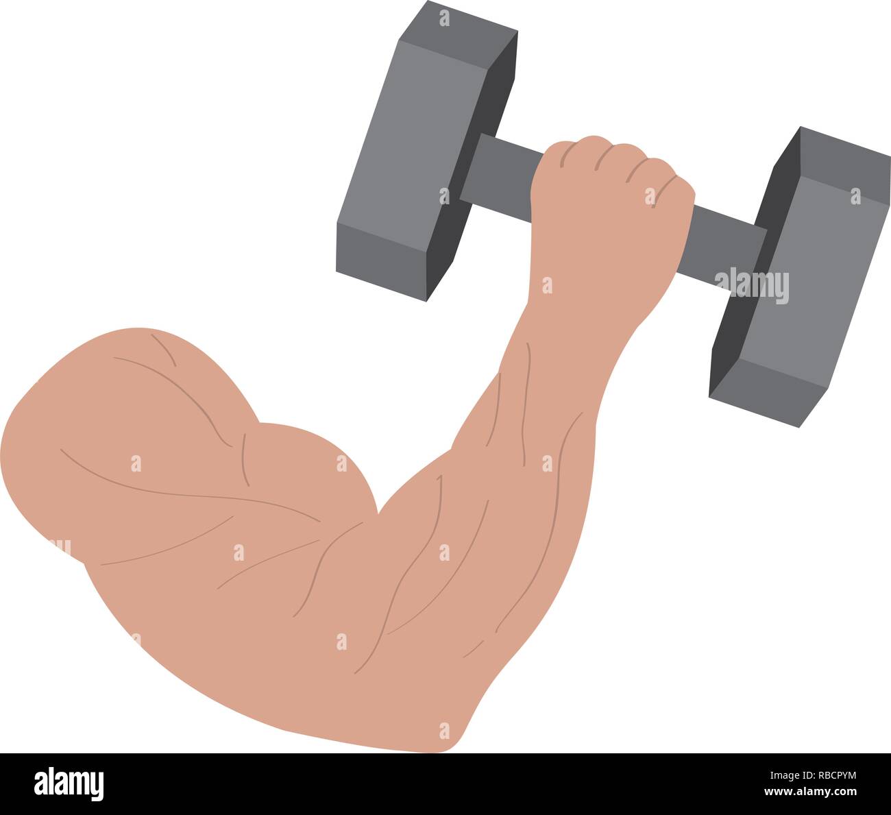 Fitness concept. Arm lifting a weight. Vector illustration design Stock ...