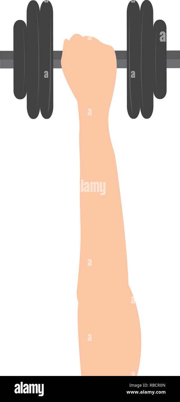 Fitness concept. Arm lifting a weight. Vector illustration design Stock ...