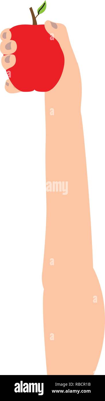 Fitness concept. Arm lifting an apple. Vector illustration design Stock ...