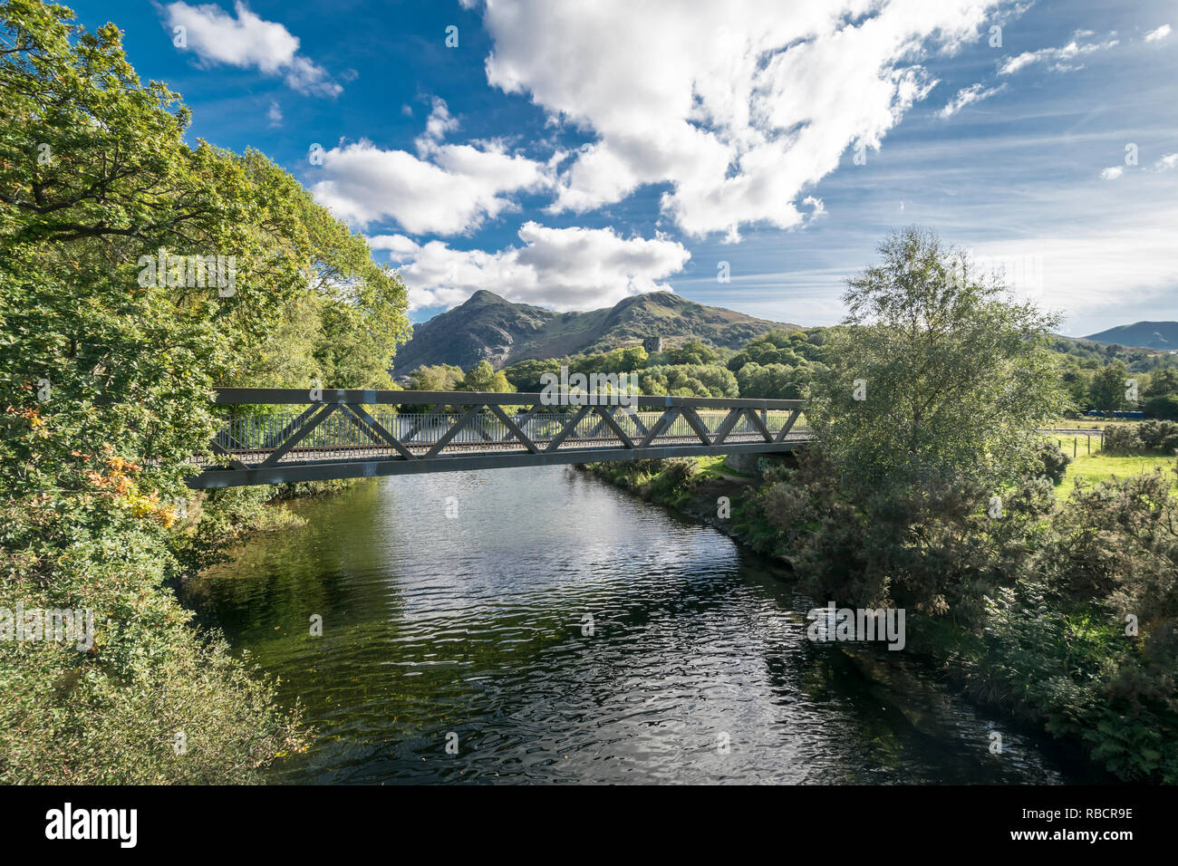 Llyn Padarn Country Park joining river for the two lakes at Llanberis ...